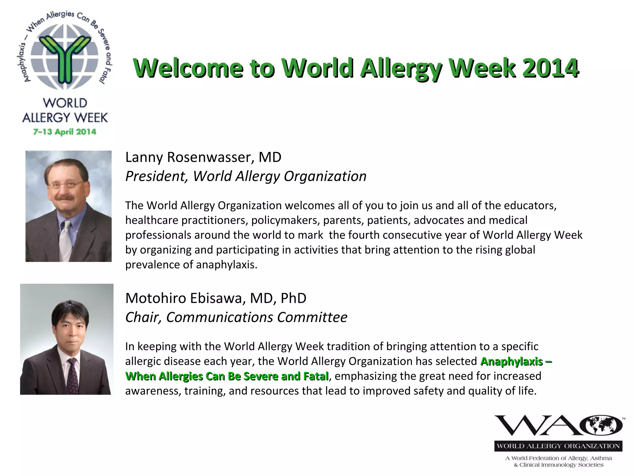 World Allergy Week 2014 Anaphylaxis - When Allergies Can Be Severe and ...