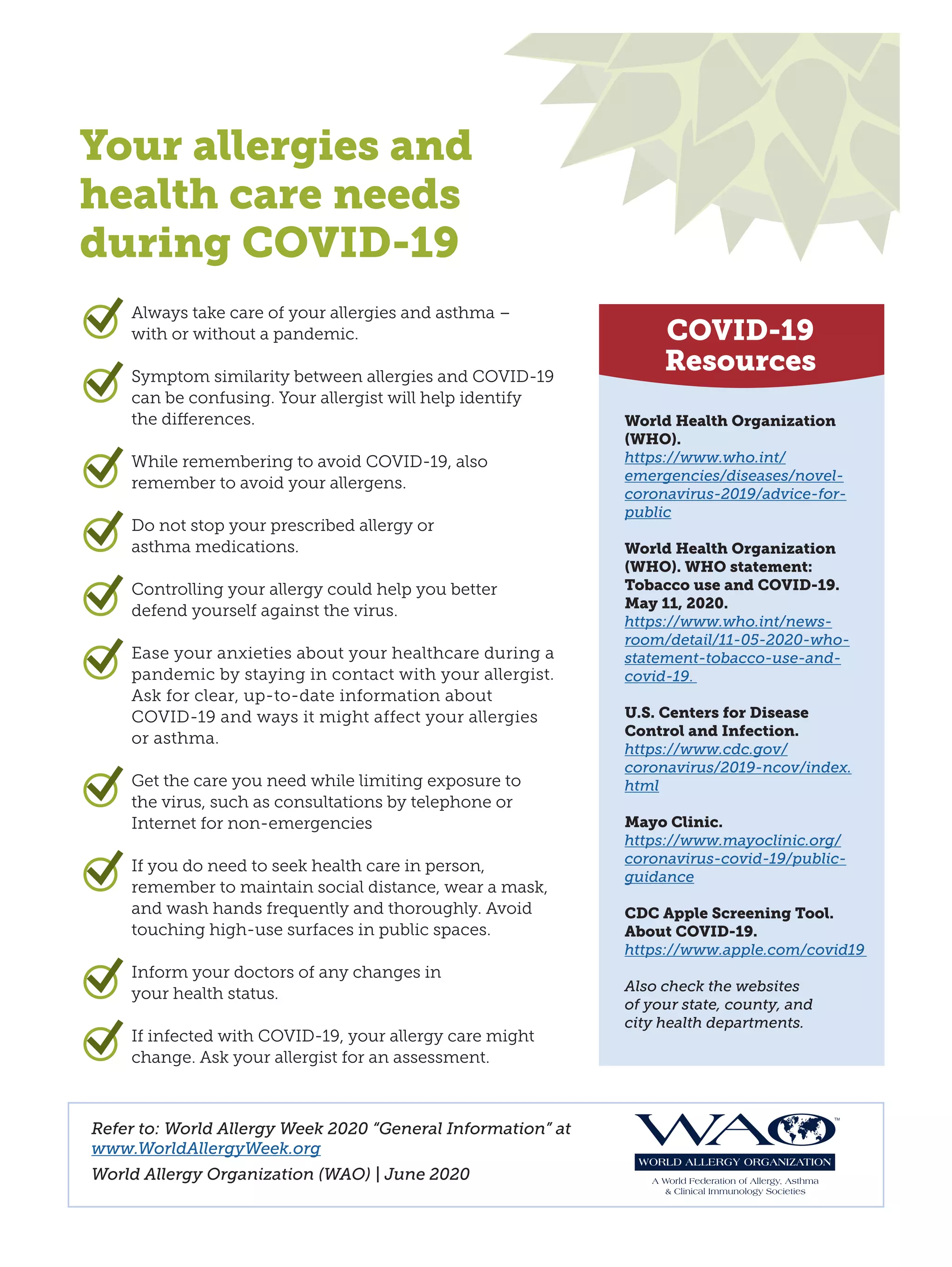 World Allergy Week 2020 Infographic | PDF | Infectious Diseases ...