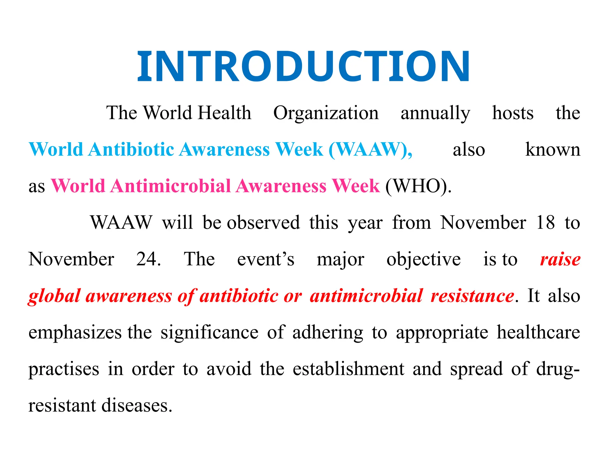 World Antimicrobial Awareness Week - Awareness Talk | PPTX