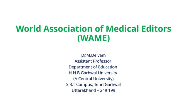 World Association of Medical Editors WAME.pptx