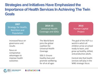 World Bank Group Support to Health Services: Achievements and ...