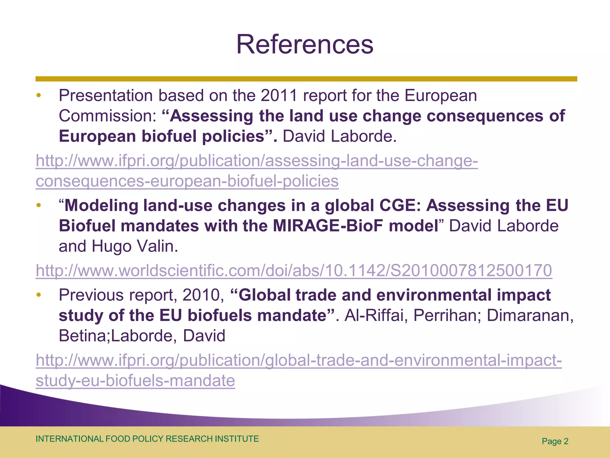Land Use Change and European Biofuel Policies | PPT