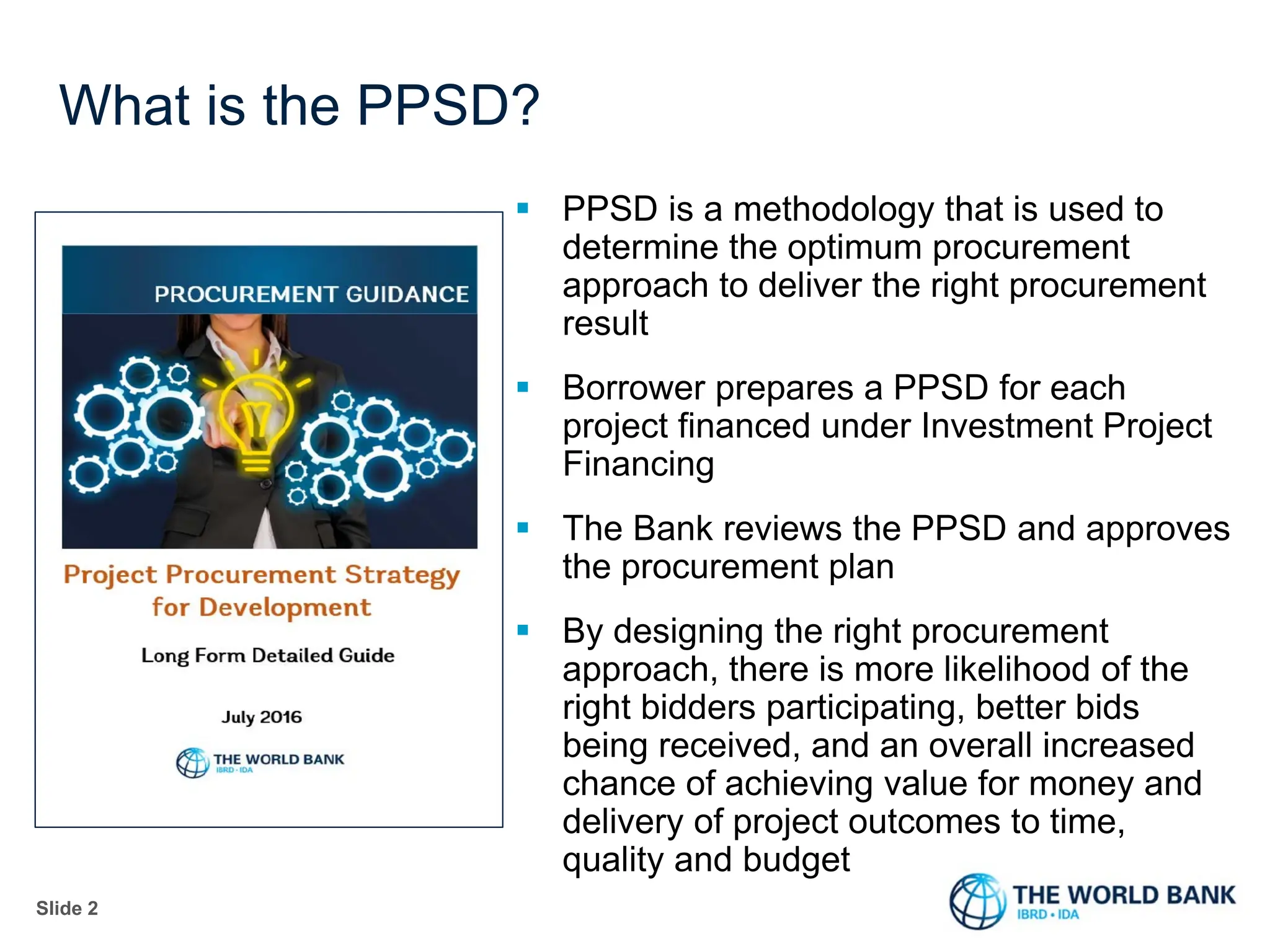 WORLD BANK POWERPOINT PRESENTATION ON 2016 PROCUREMENT FRAMEWORK --- PROJECT PROCUREMENT ...