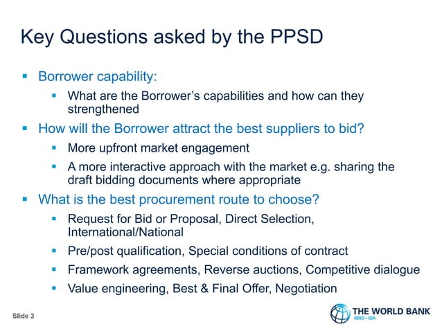 WORLD BANK POWERPOINT PRESENTATION ON 2016 PROCUREMENT FRAMEWORK --- PROJECT PROCUREMENT ...