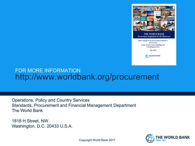 WORLD BANK POWERPOINT PRESENTATION ON 2016 PROCUREMENT FRAMEWORK --- PROJECT PROCUREMENT ...