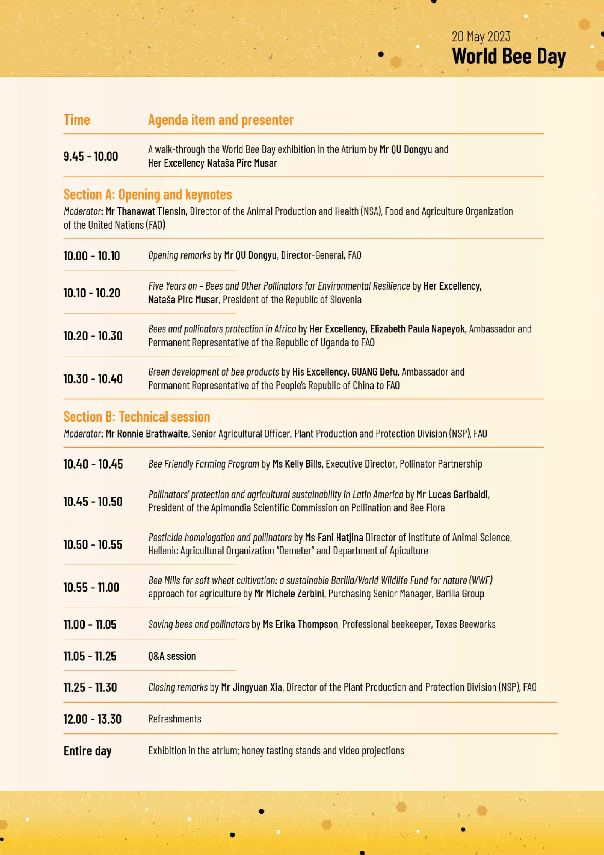 World Bee Day 2023 Programme. | PDF