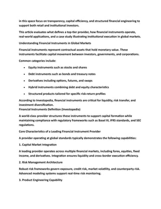 World Best Financial Instrument Provider: Global Standards, Structures ...
