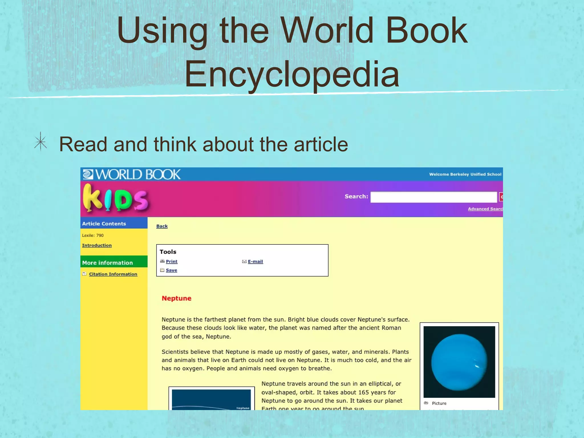 Using the World Book Encyclopedia with 4th graderes | PPT
