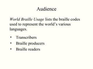 World braille usage refreshed | PPT
