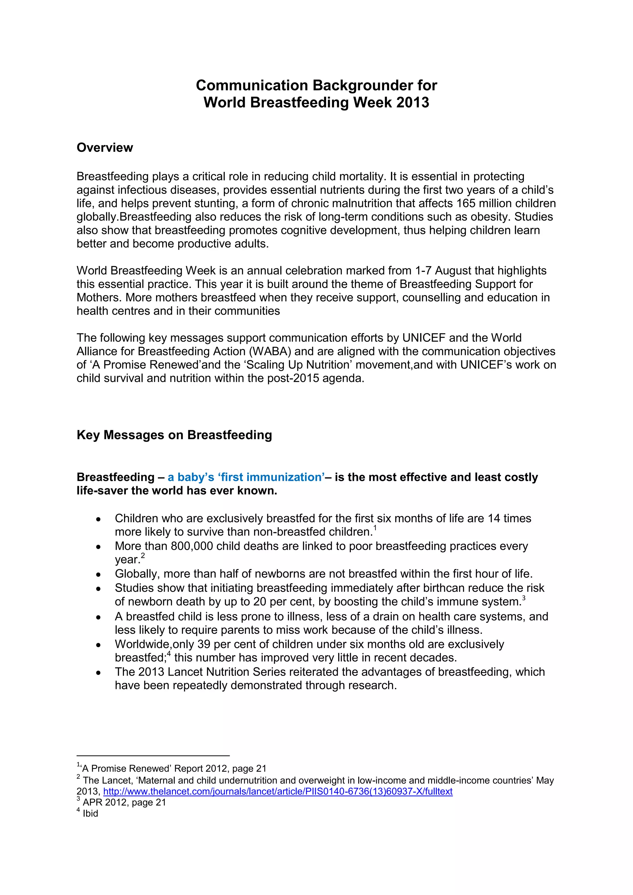 Breastfeeding Key Messages | DOCX