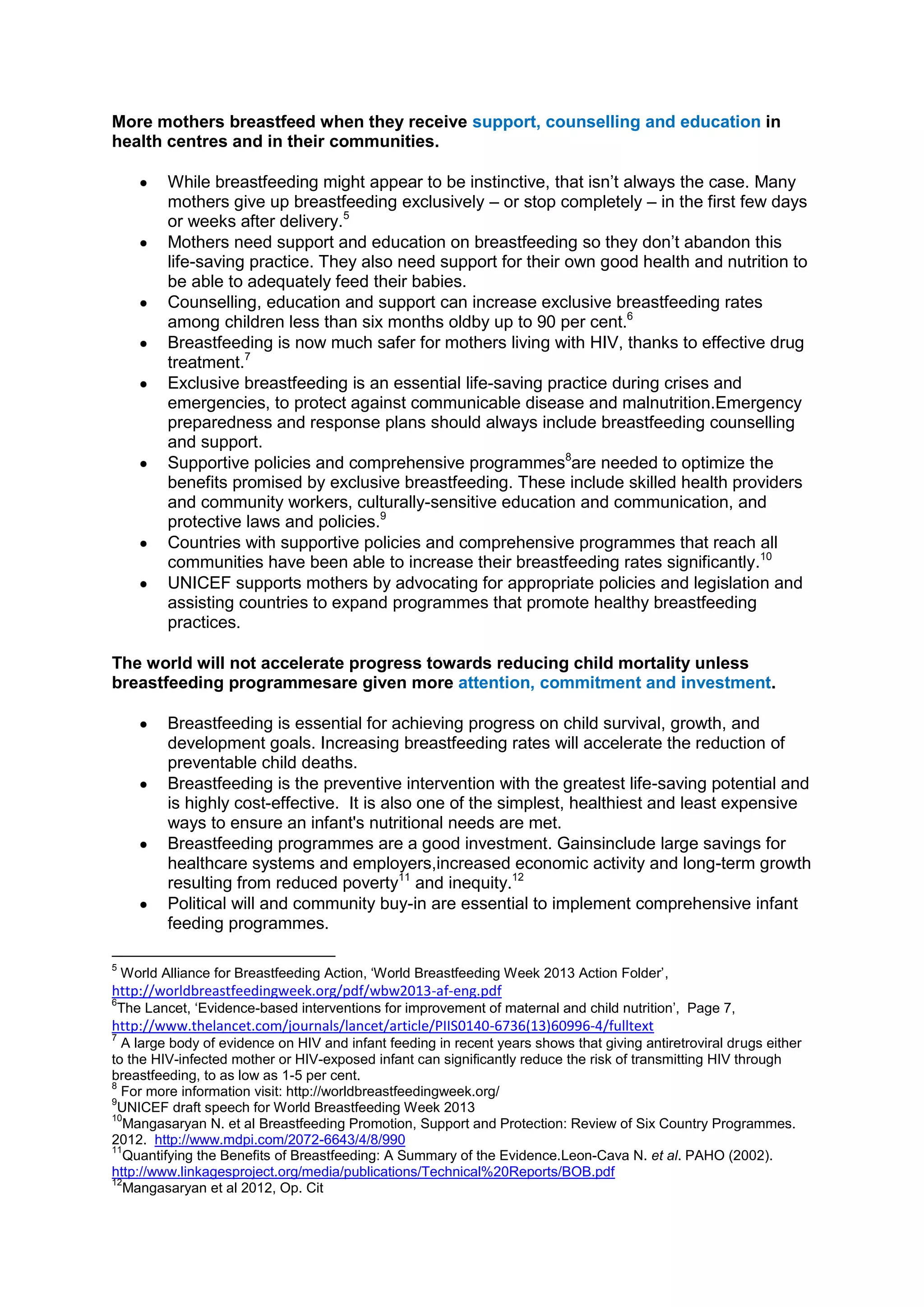 Breastfeeding Key Messages | DOCX