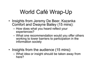 Acacia Research and Learning Forum: World Cafe | PPT