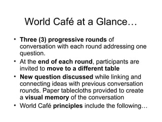 World cafe presentation for the guide (1) | PPT