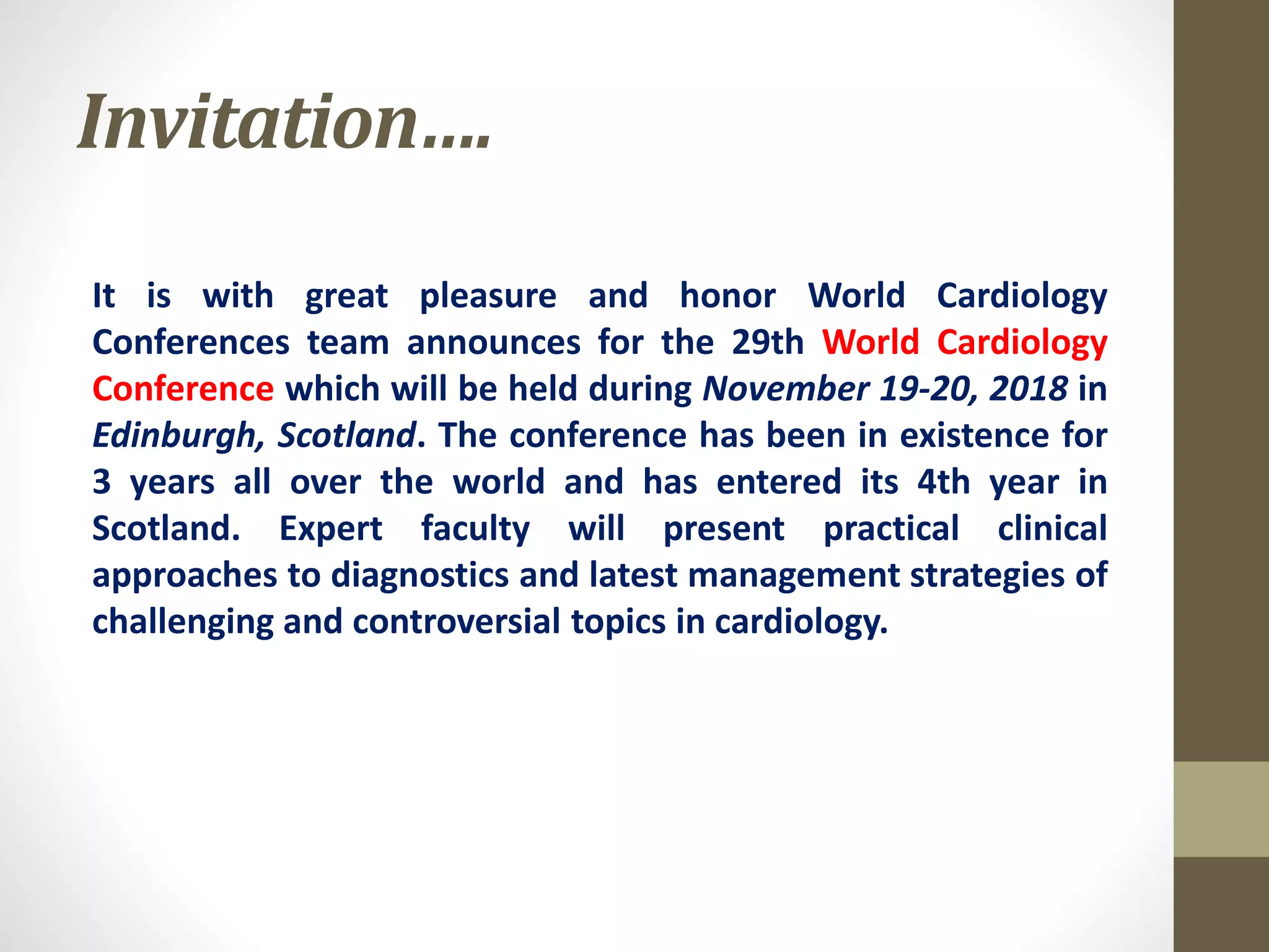 29th World Cardiology Conference | PPTX