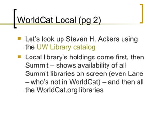 WorldCat | PPT