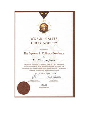 Warren Jones Executive Chef FWMCS | DOC