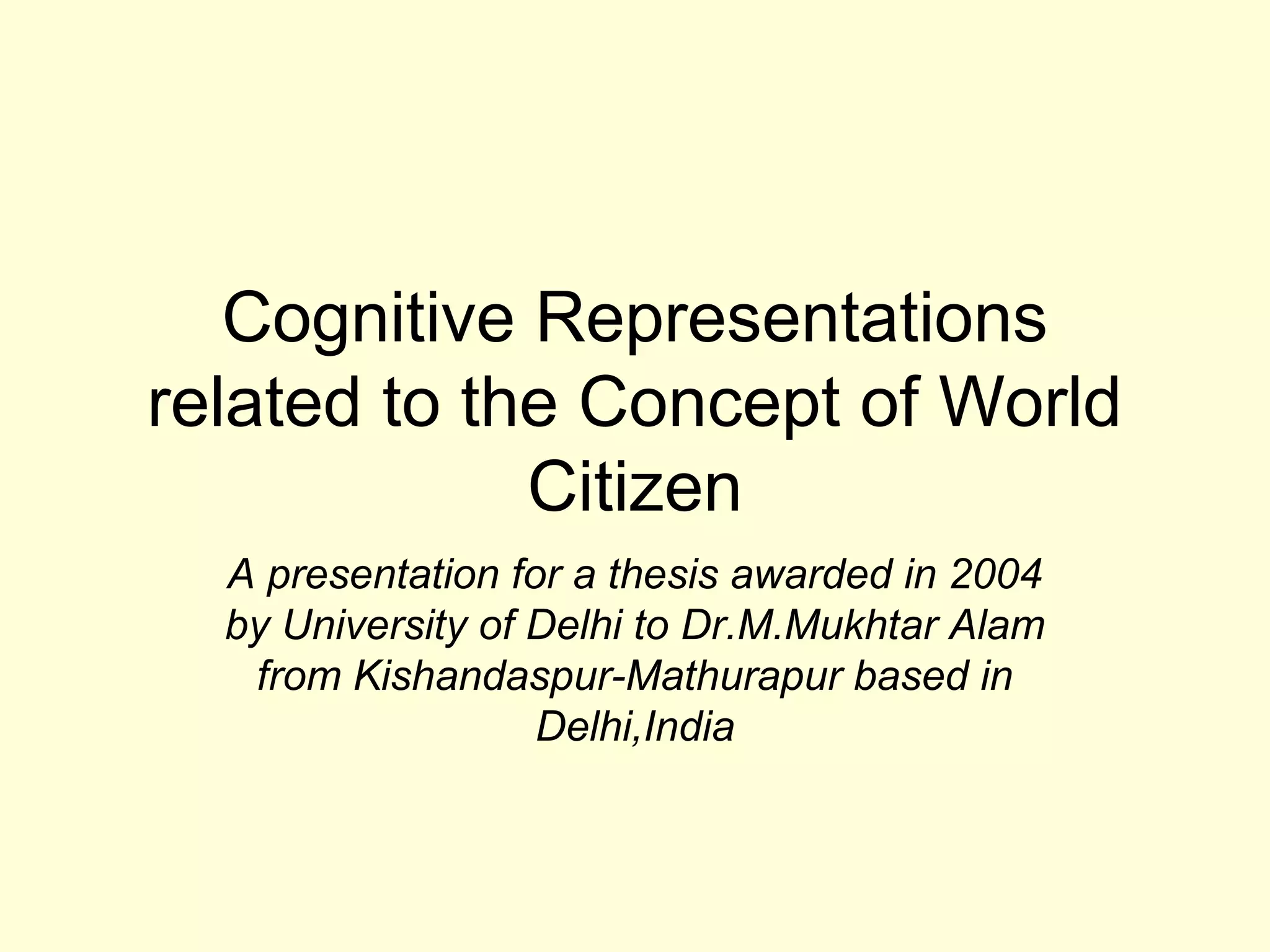 Cognitive Representations related to the Concept of World Citizen | PPT