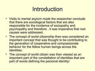 Cognitive Representations related to the Concept of World Citizen | PPT