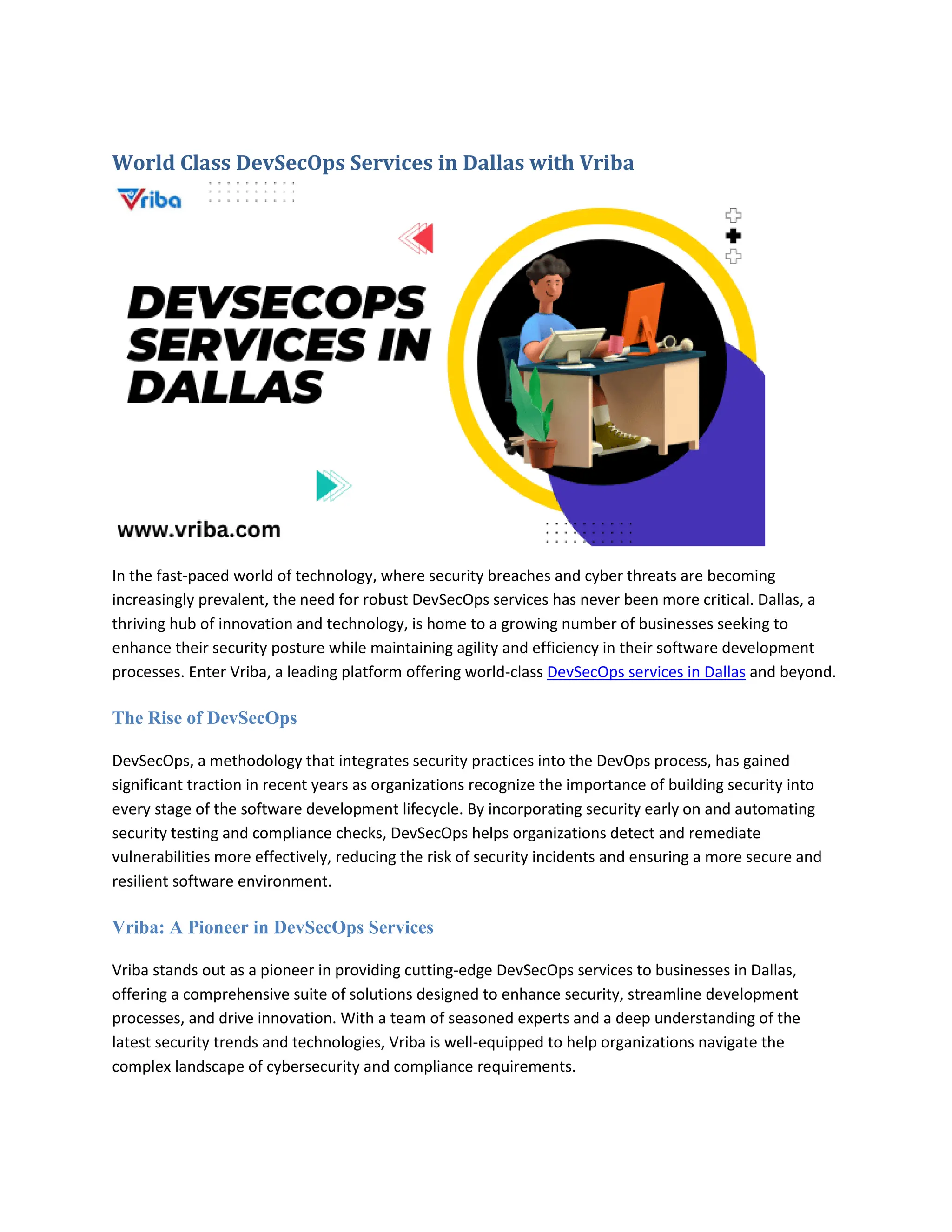 World Class DevSecOps Services in Dallas with Vriba | PDF