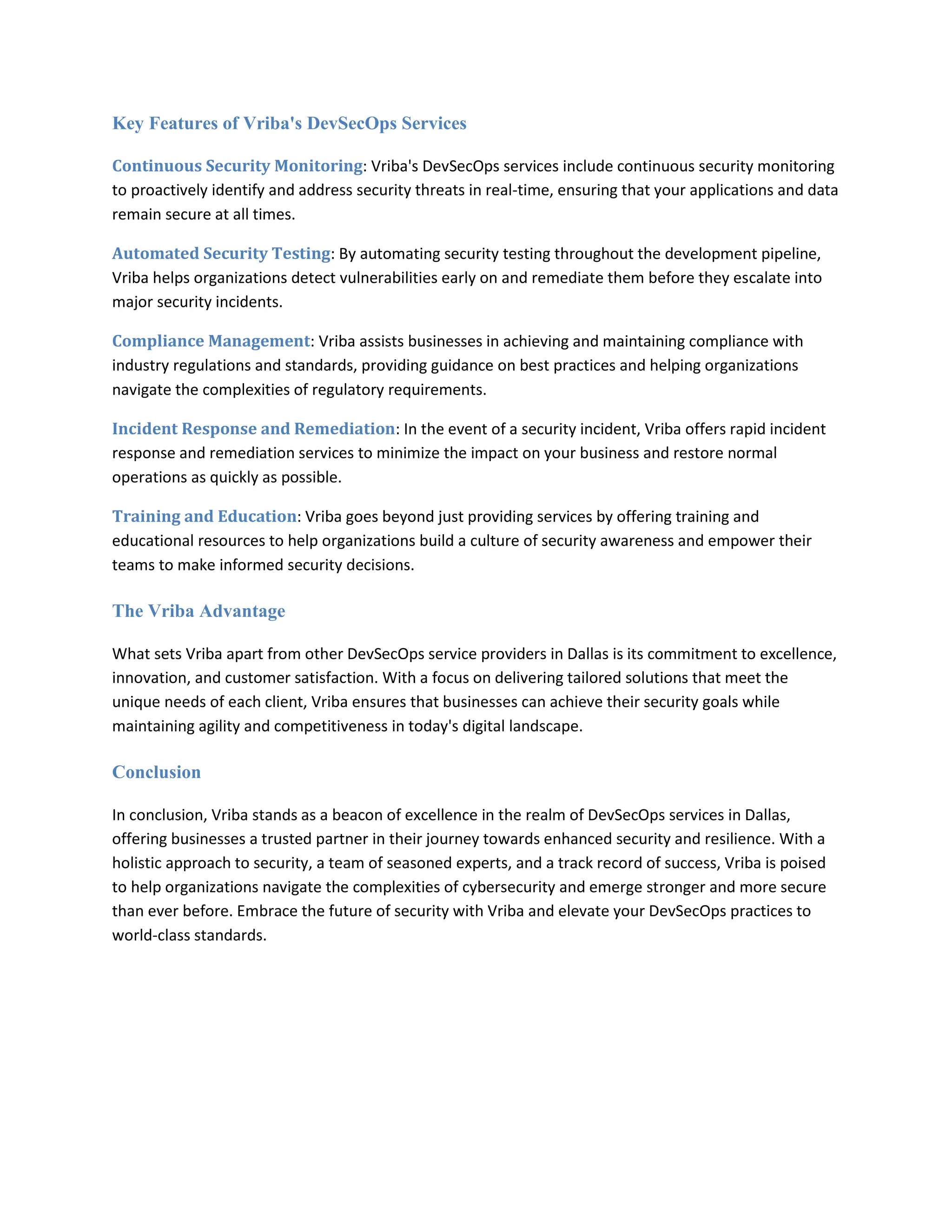 World Class DevSecOps Services in Dallas with Vriba | PDF