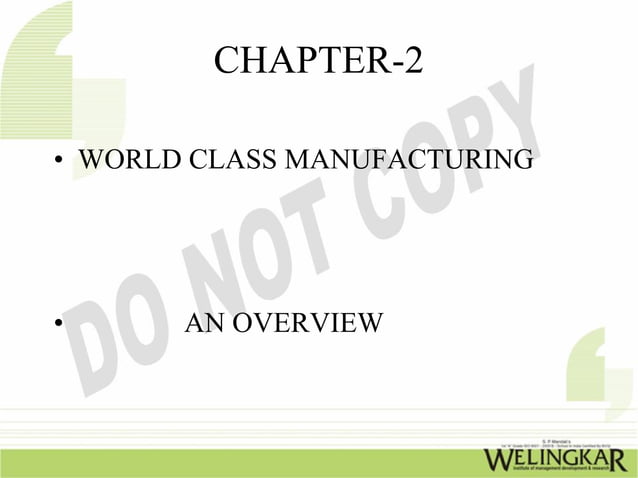 World Class Manufacturing | PDF