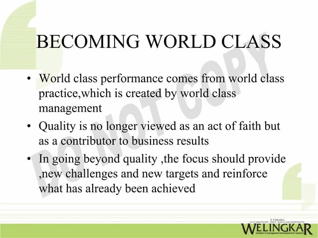 World Class Manufacturing | PDF