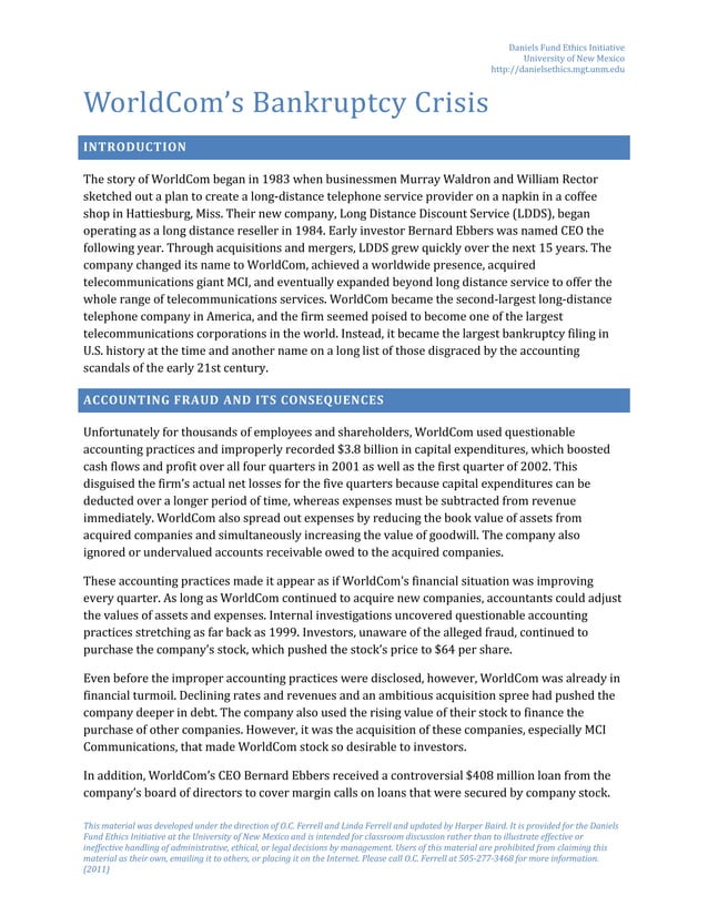 WorldCom Scandal | PDF | Business Accounting & Finance | Business