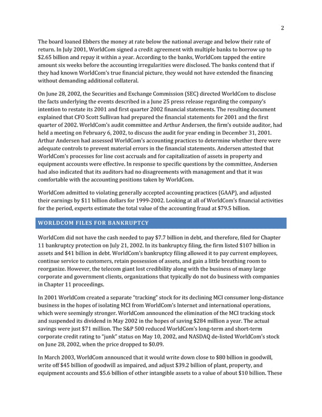 WorldCom Scandal | PDF | Business Accounting & Finance | Business