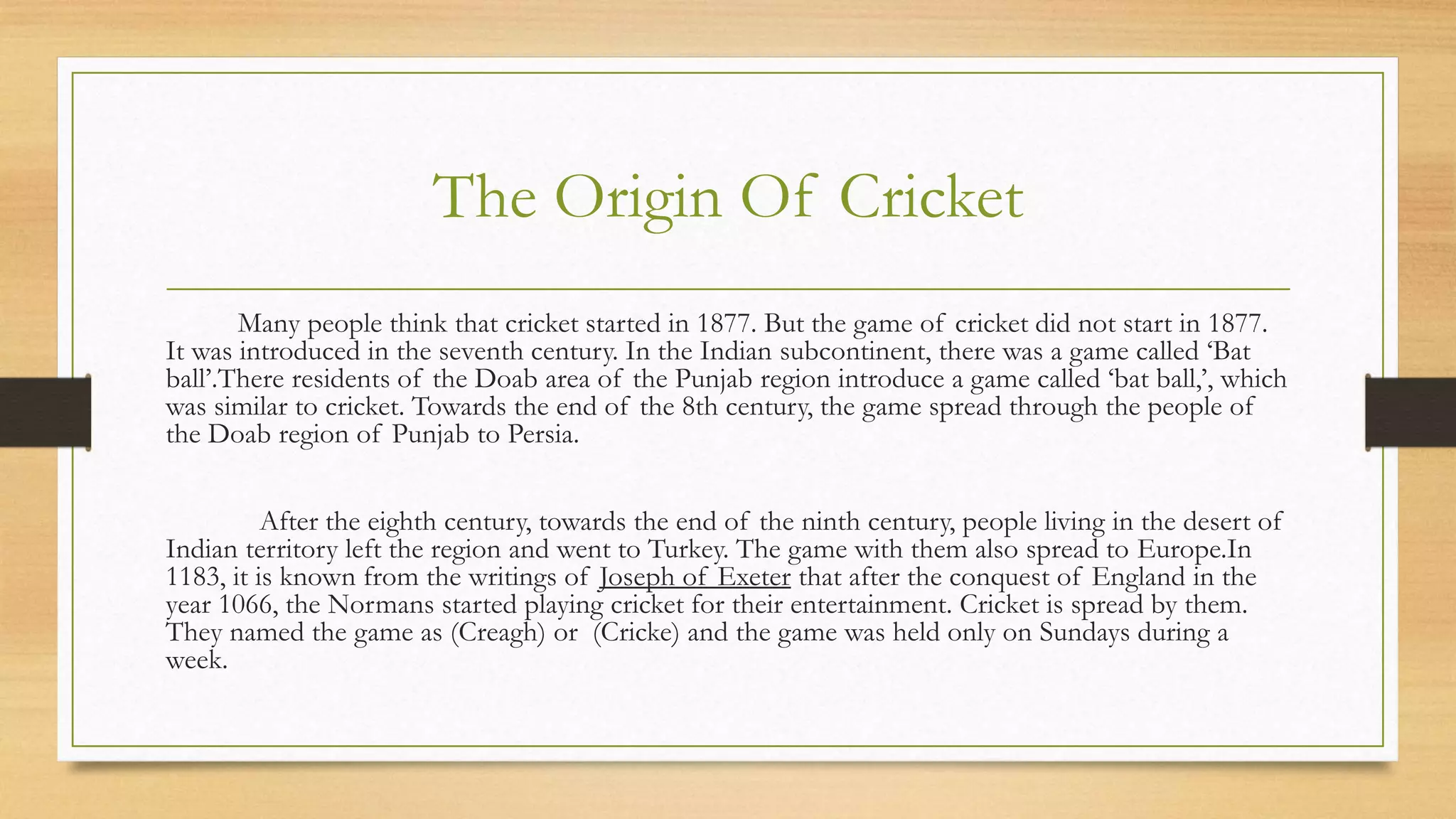 World cricket history | PPTX