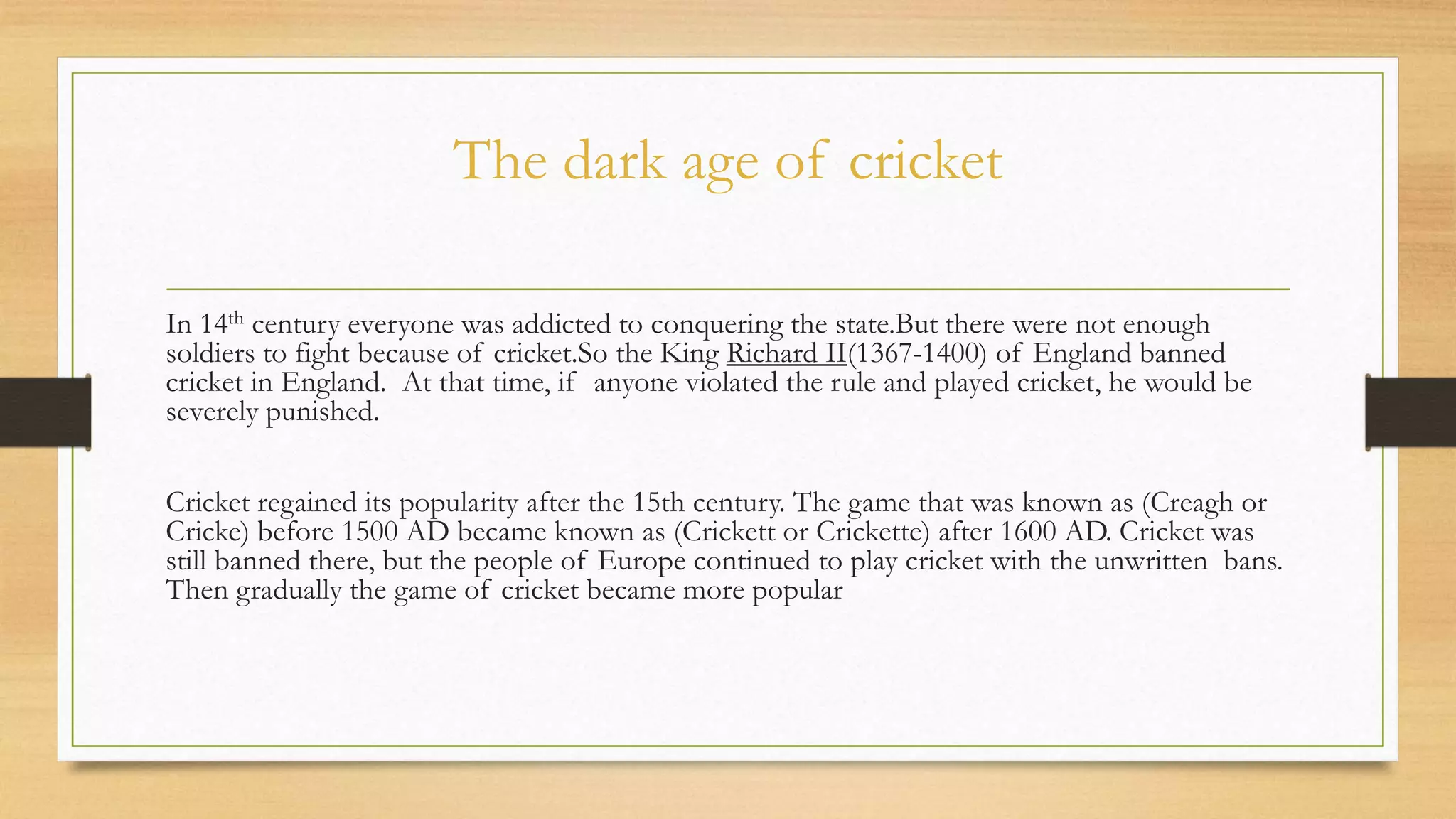 World cricket history | PPT