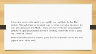 World cricket history | PPT