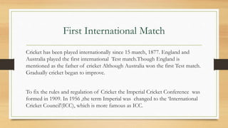World cricket history | PPT