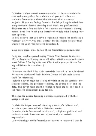 World Culture II Assignment Assignment 3 Cultural Activity Repo.docx