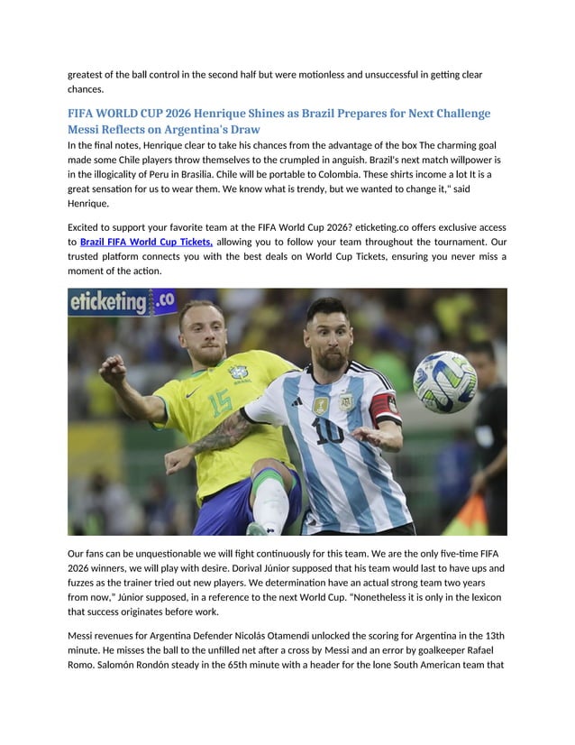 World Cup Brazil Edges Chile 2-1 in FIFA 2026 Qualifiers; Argentina Draws with Venezuela.docx