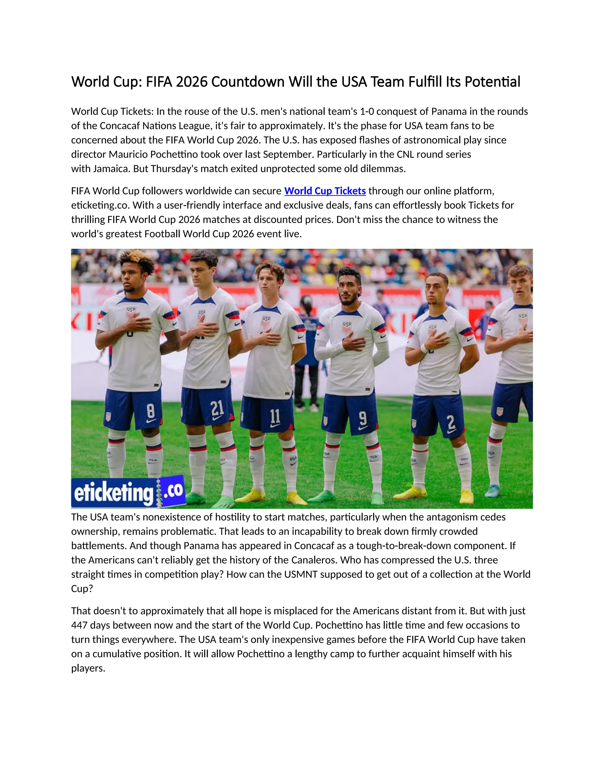 World Cup FIFA 2026 Countdown Will the USA Team Fulfill Its Potential.docx