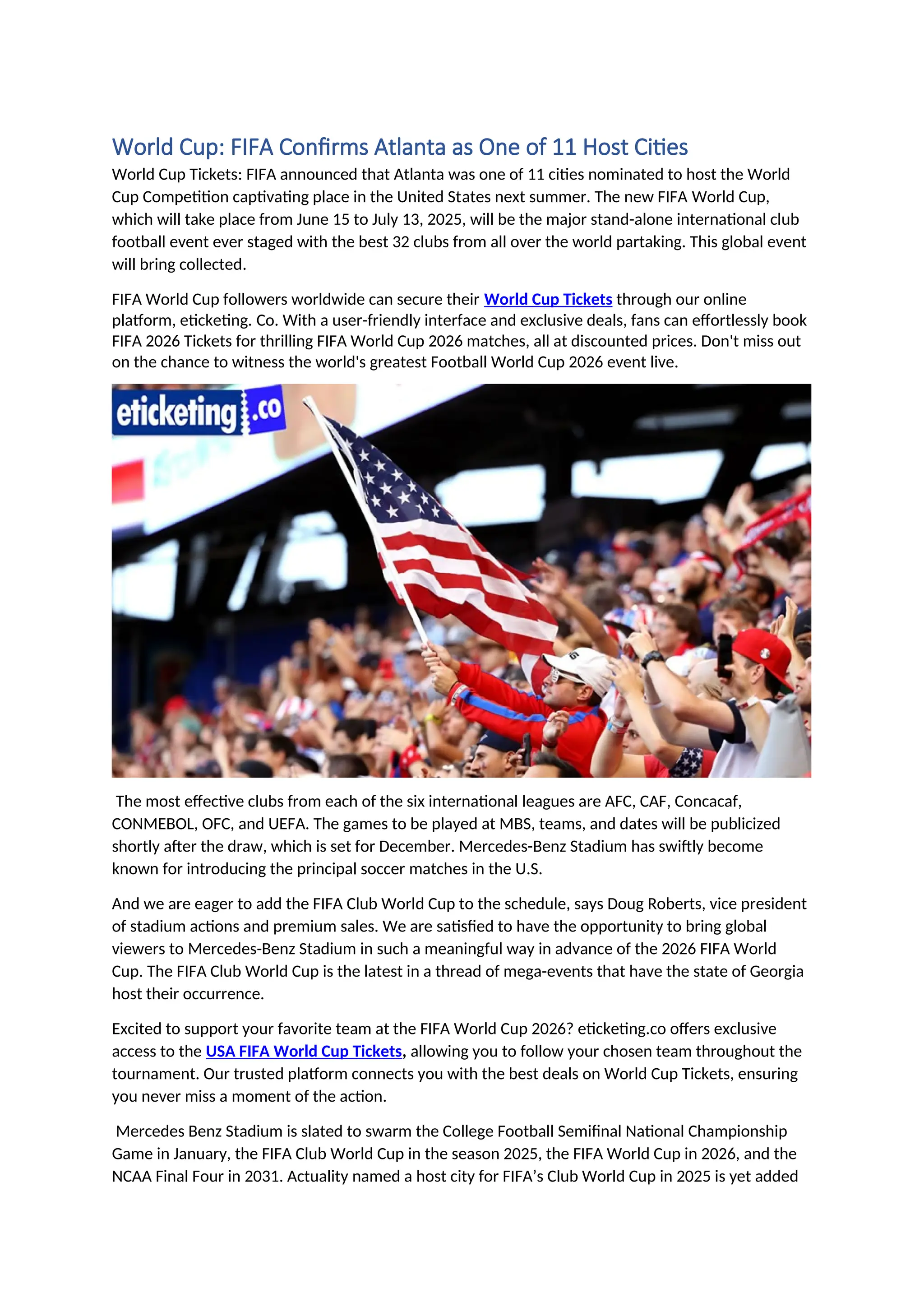 World Cup FIFA Confirms Atlanta as One of 11 Host Cities.docx