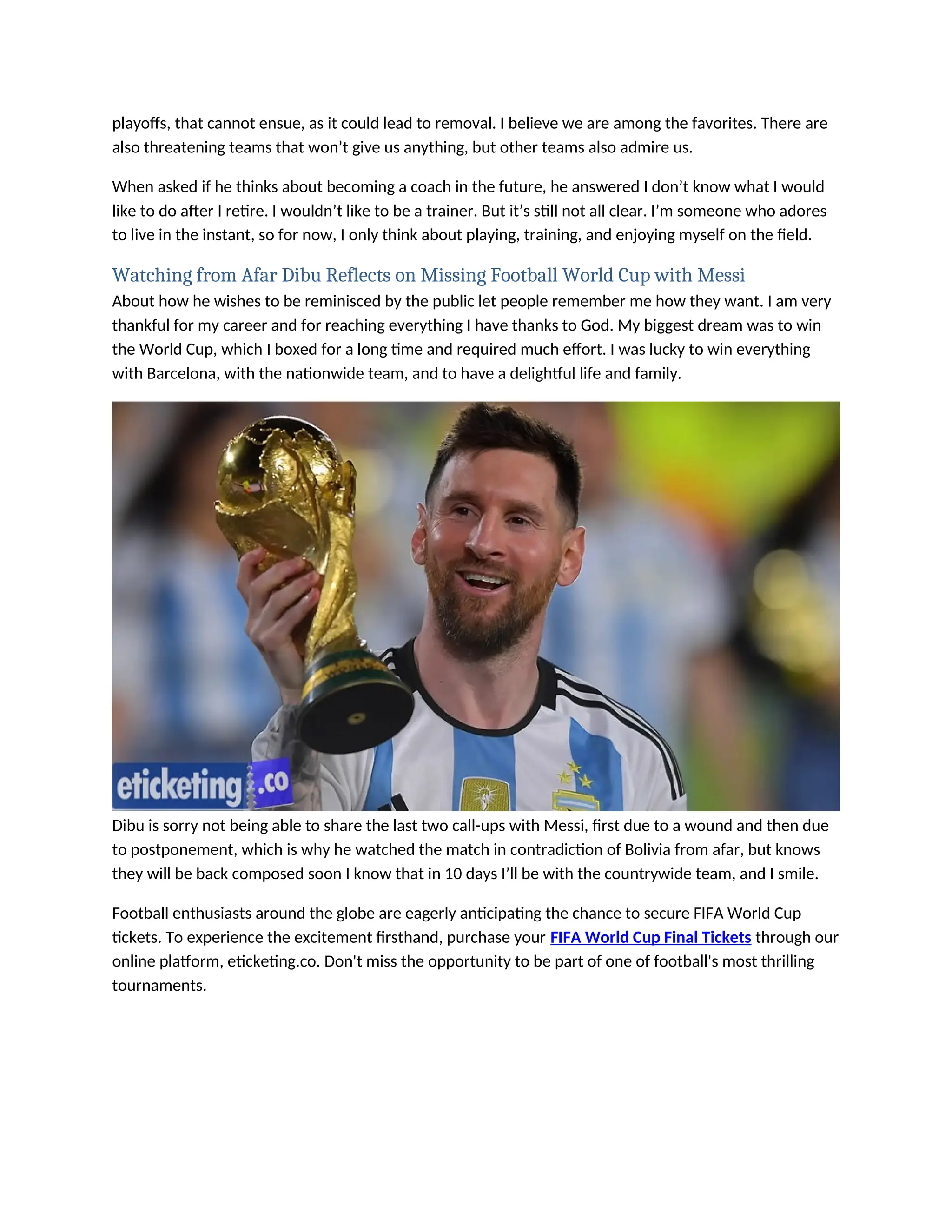 World Cup Lionel Messi Reveals Plans to Reach the FIFA World Cup.docx
