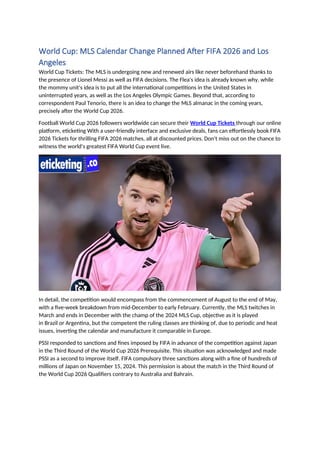 World Cup MLS Calendar Change Planned After FIFA 2026 and Los Angeles.docx