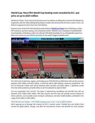 World Cup New FIFA World Cup hosting costs revealed by B.C. put price ...