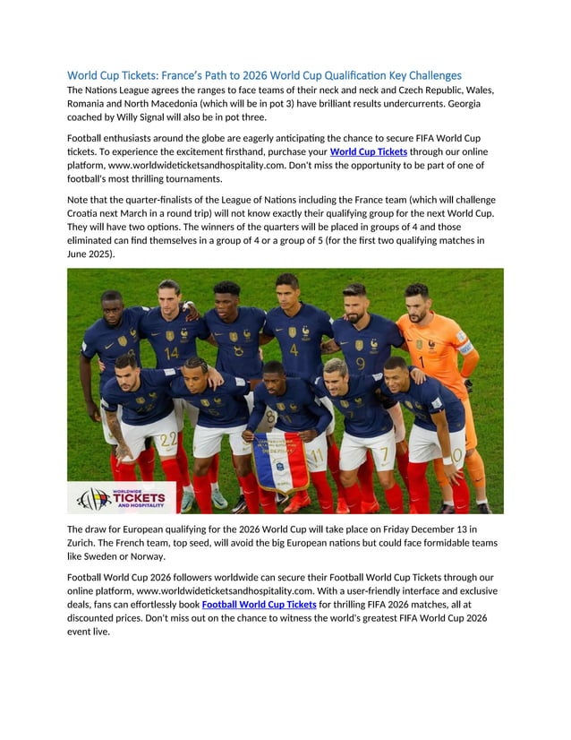 World Cup Tickets The 2026 World Cup without France.docx