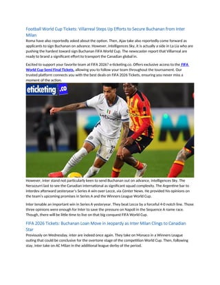 World Cup Villarreal Intensifies Efforts to Sign Canada FIFA World Cup Star from Inter Milan.docx