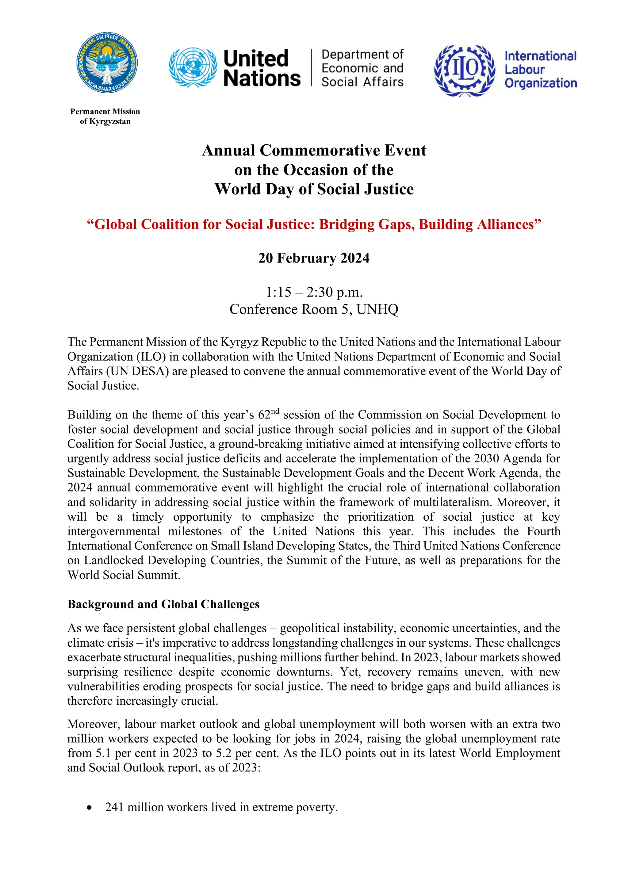 World Day of Social Justice 2024 - commemorative event. | PDF