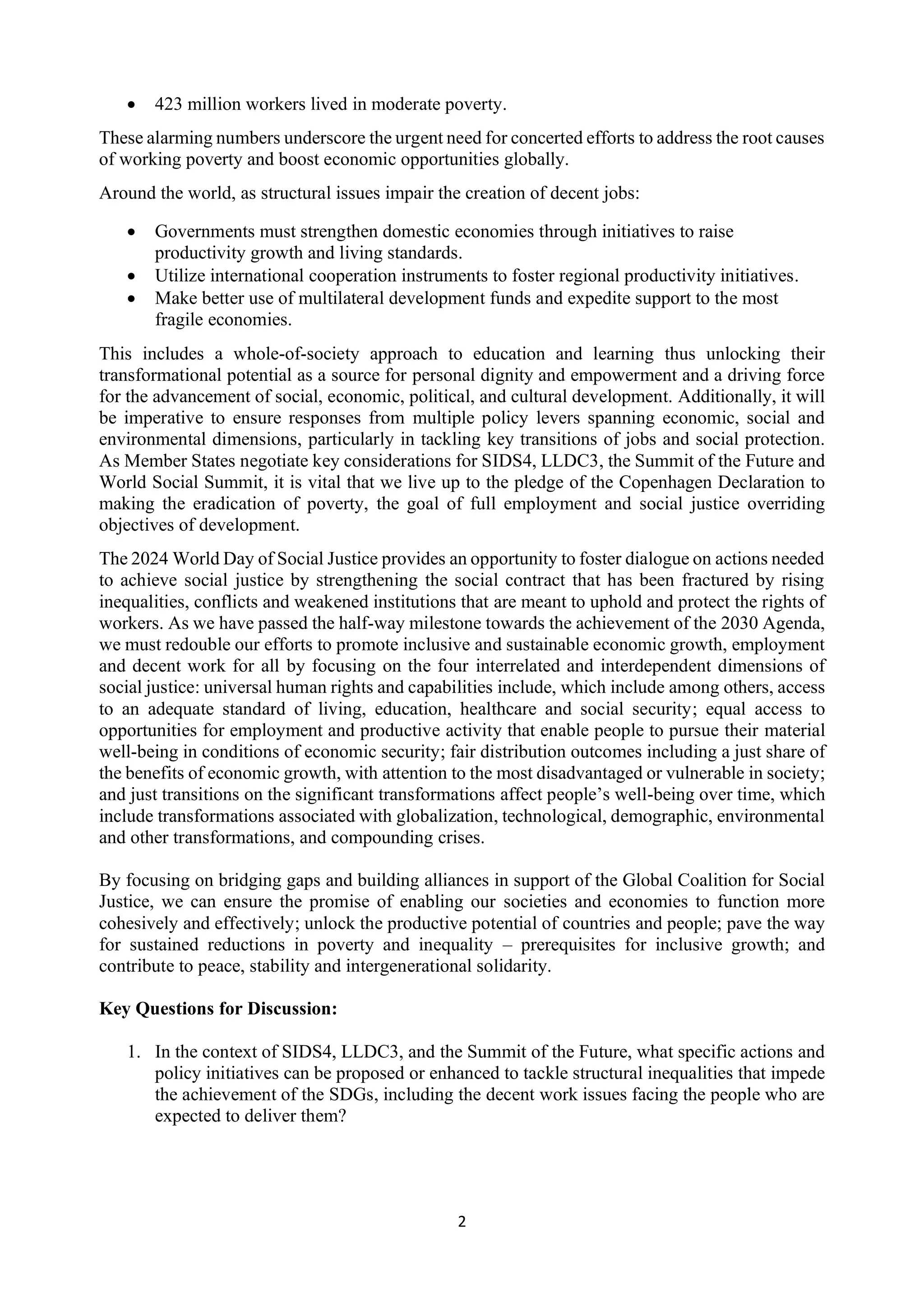World Day of Social Justice 2024 - commemorative event. | PDF