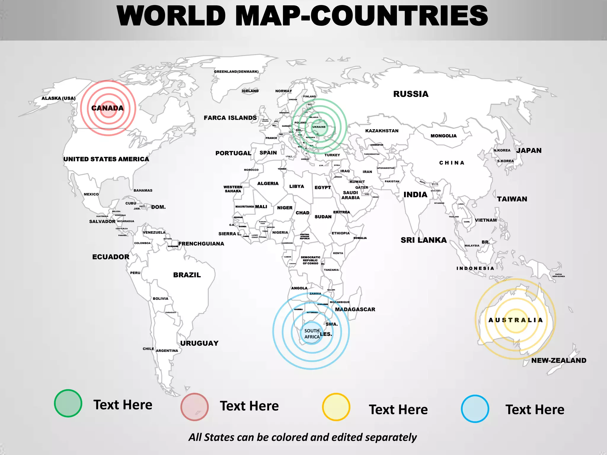 World editable continent map with countries | PPTX | Africa Travel ...