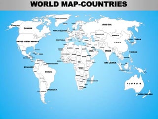 World editable continent map with countries | PPTX