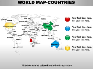 World editable continent map with countries | PPTX