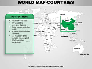 World editable continent map with countries | PPTX