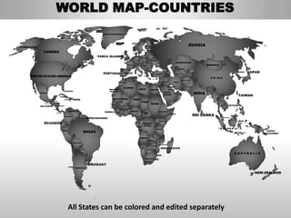 World editable continent map with countries | PPTX