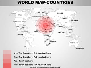 World editable continent map with countries | PPTX