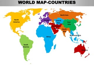 World editable continent map with countries | PPTX